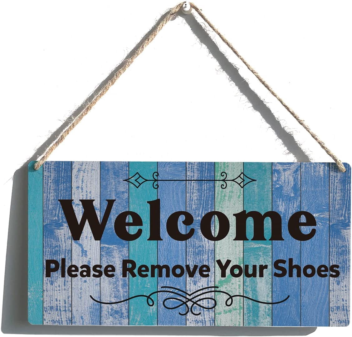 No Shoes Sign Funny Farmhouse Welcome Please Remove Your Shoes Wooden ...