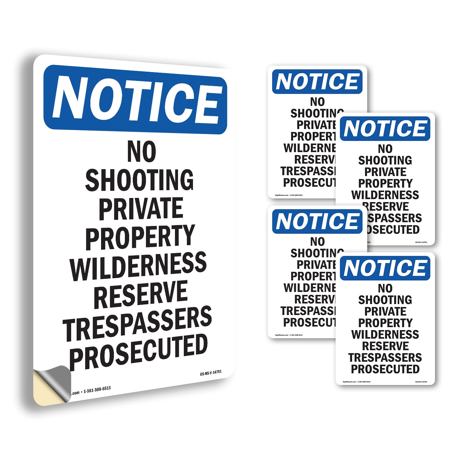 No Shooting Private Property Wilderness OSHA Notice Vinyl Decal Label 5 ...