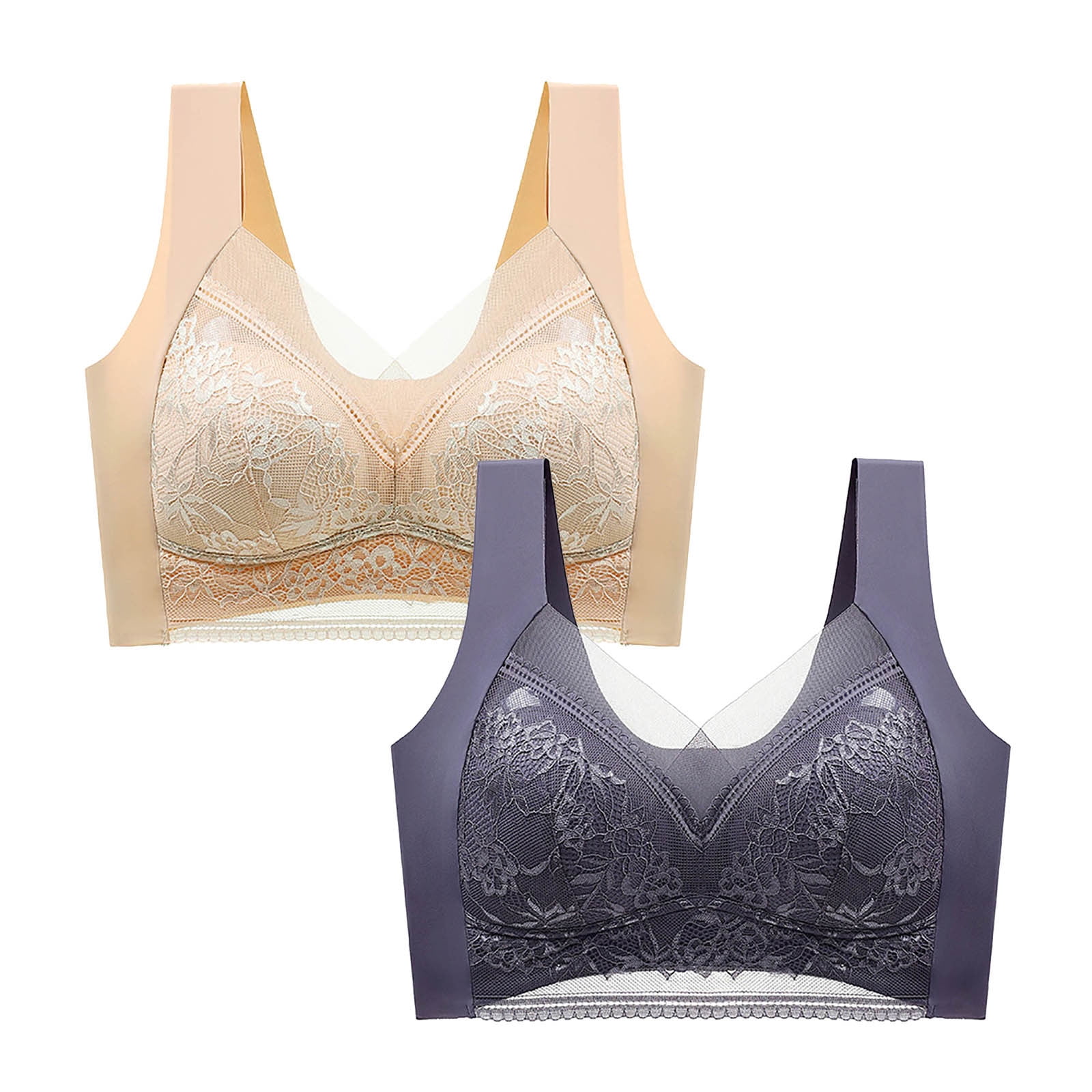 No Show Bras for Women Push up Padded Bra Feature V-Neck Full-Figure ...