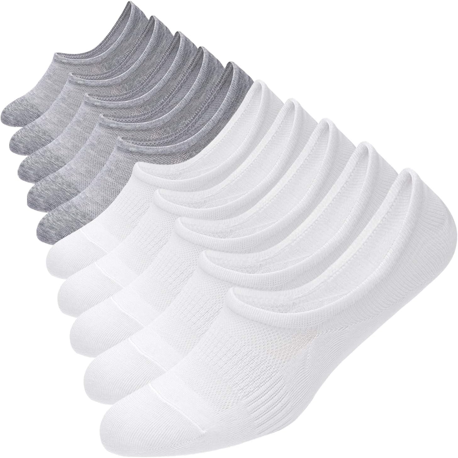 No Show Socks 10 Pairs Cotton Non Slip Low Cut Invisible Loafer Socks ...