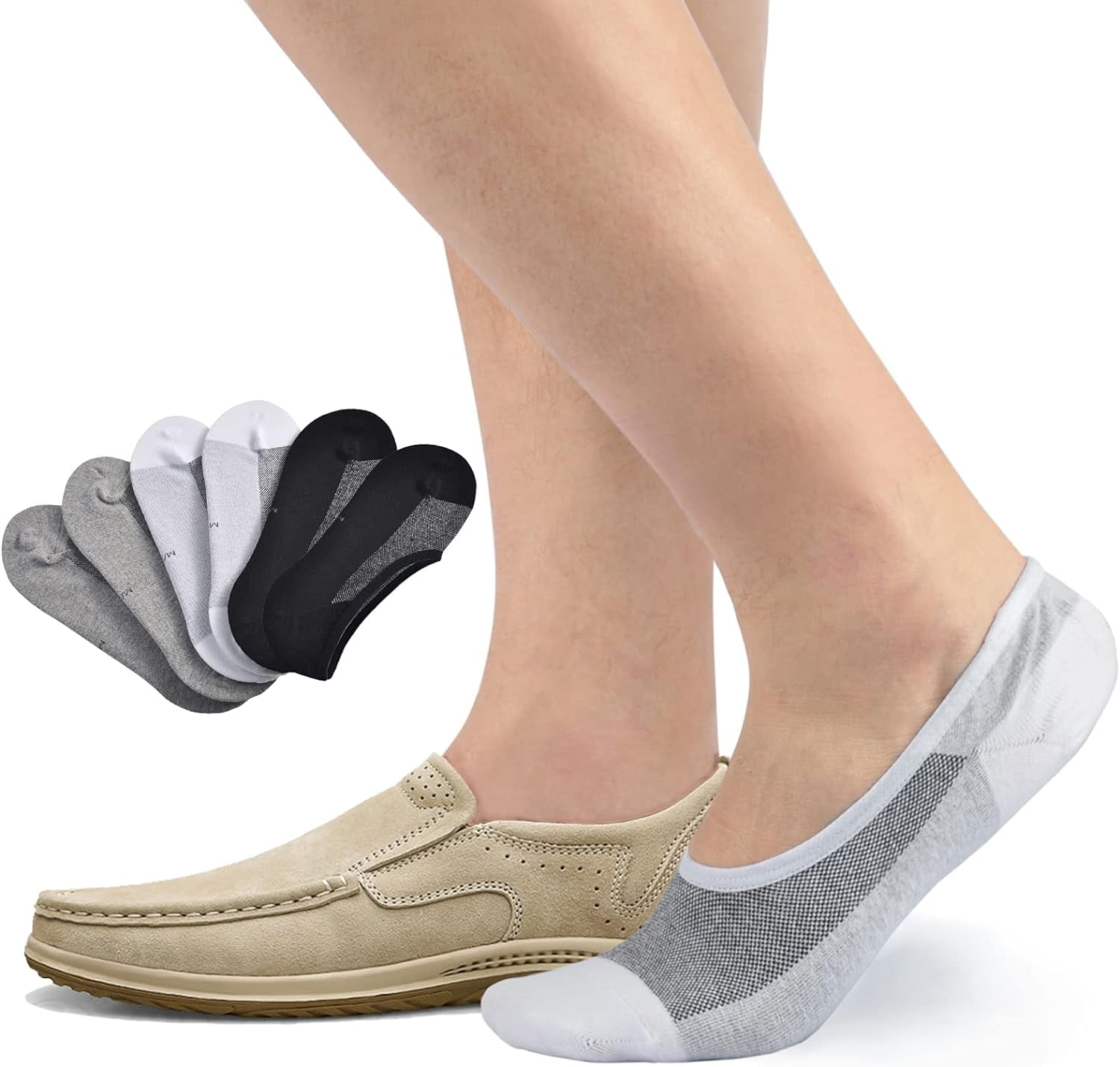 No Show Socks Men Breathable Non Slip Low Cut Socks Women Cotton ...