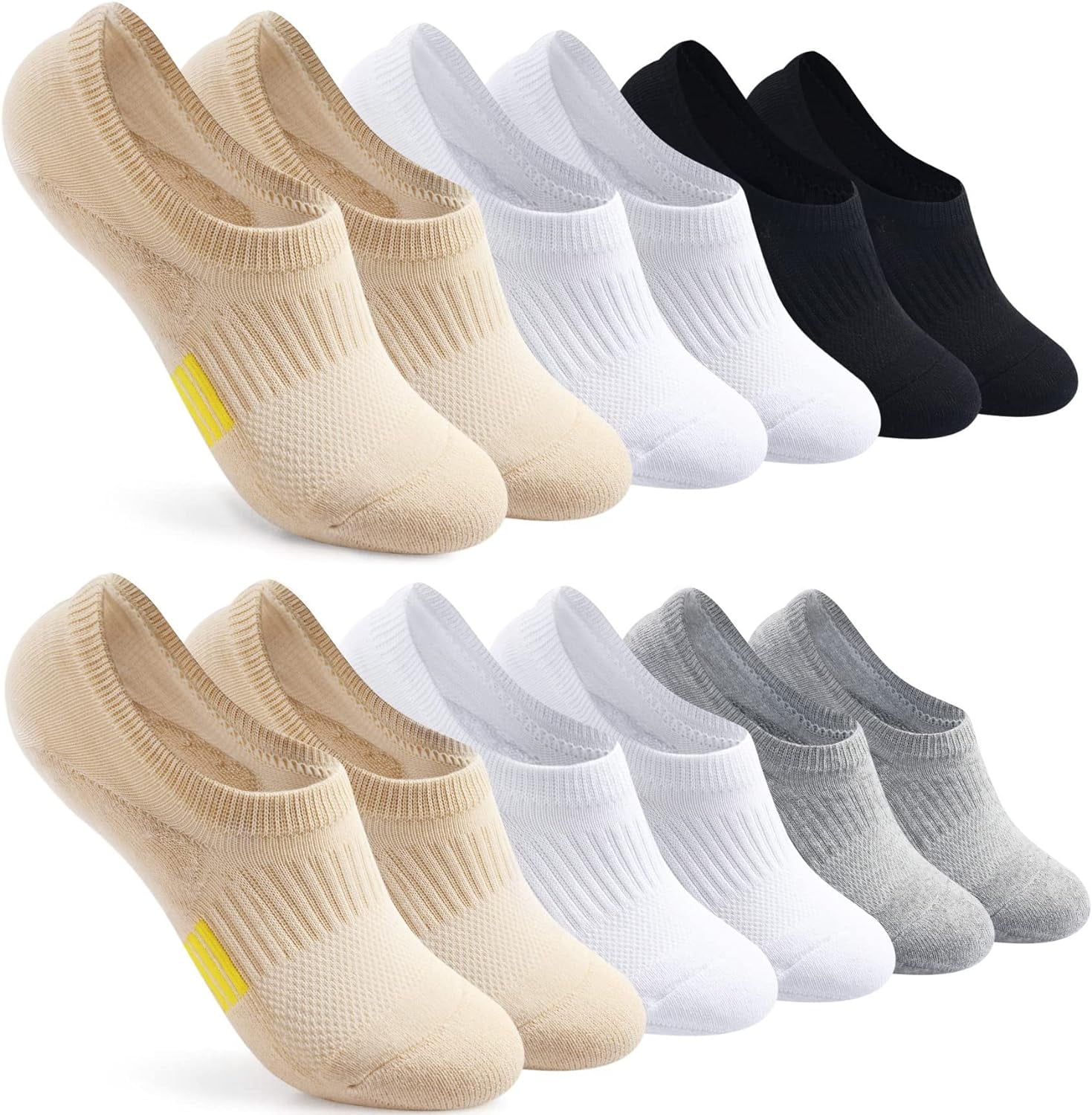 No Show Socks Womens Cushioned Low Cut Invisible Footies for Running ...