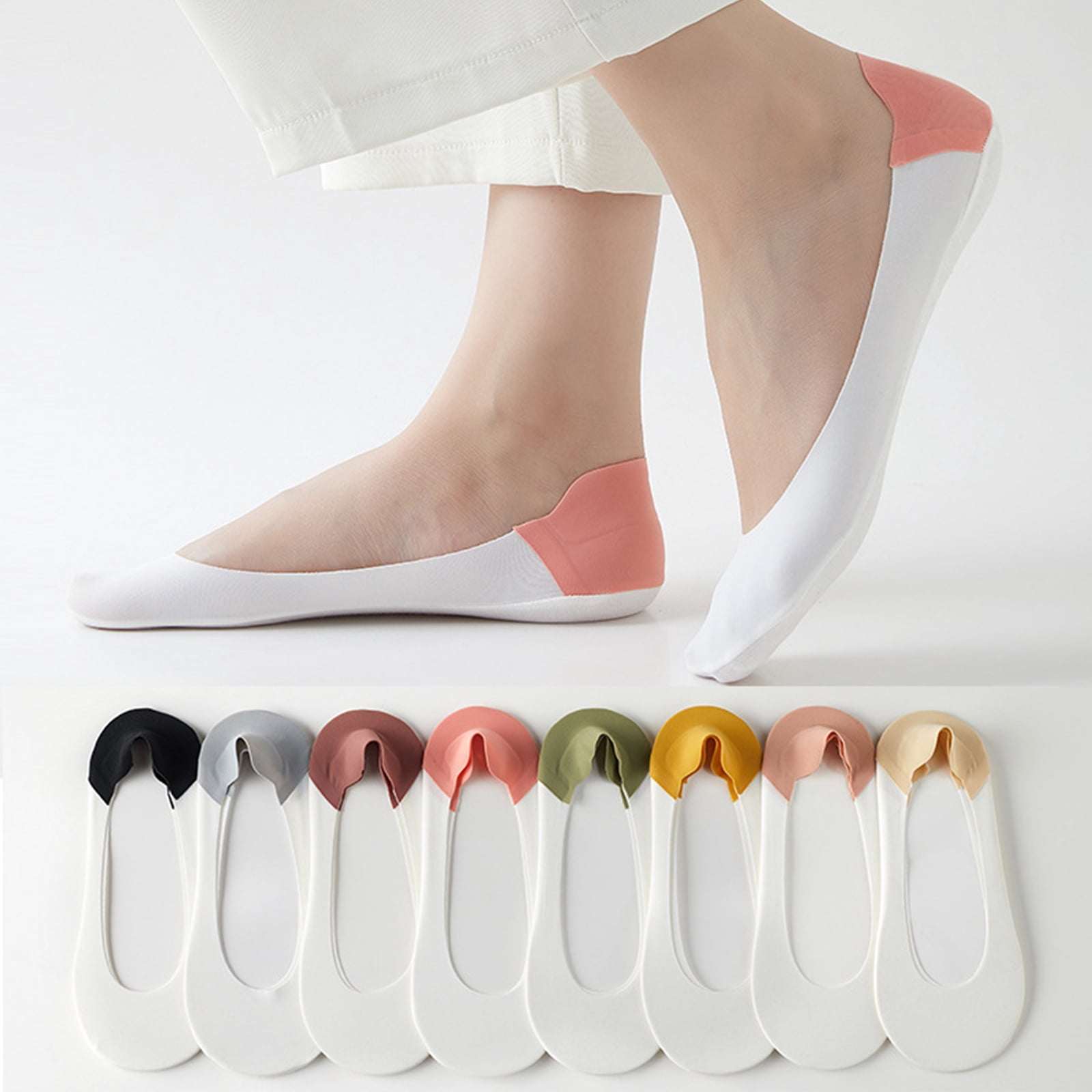No Show Socks Womens Invisible Socks for Women Non Slip Low Cut Thin ...