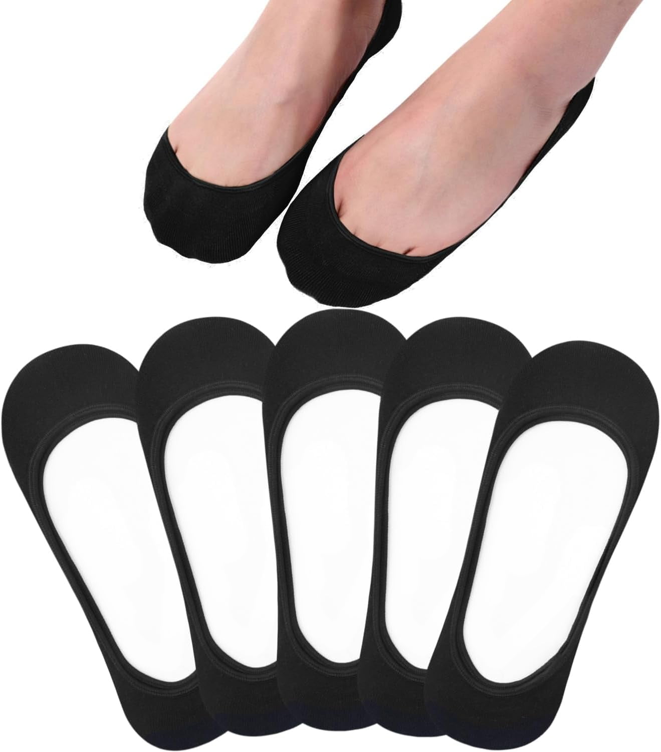 No Show Socks Womens, Ultra Low Cut Liners Non Slip Footies for Flats ...
