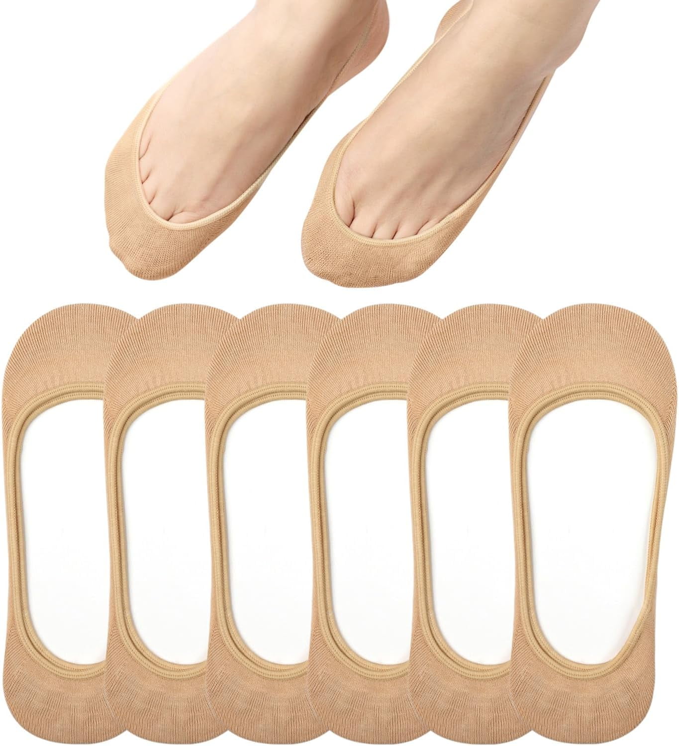 No Show Socks Womens, Ultra Low Cut Liners Non Slip Footies for Flats ...