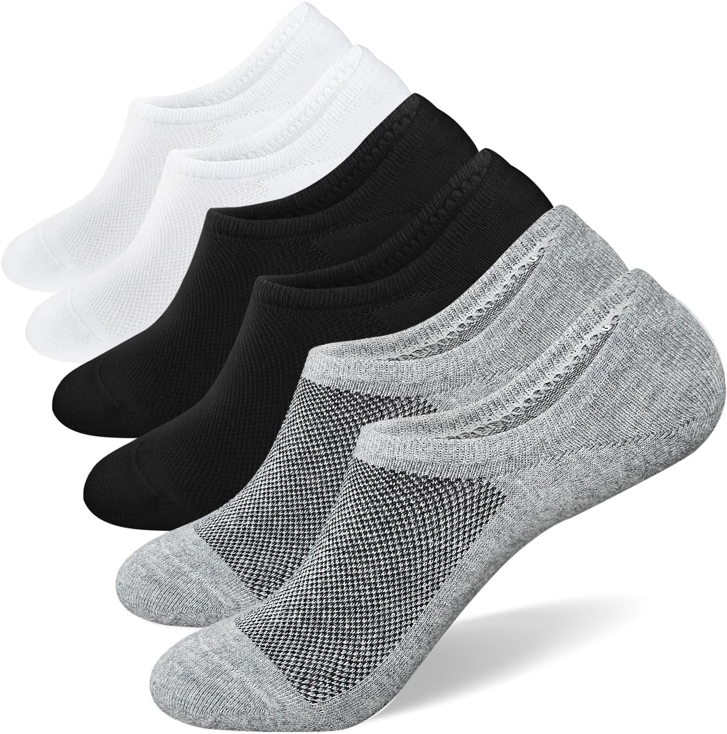 No Show Socks for Men 6/8 pack Cotton Thin Low Cut Non Slip for Loafer ...