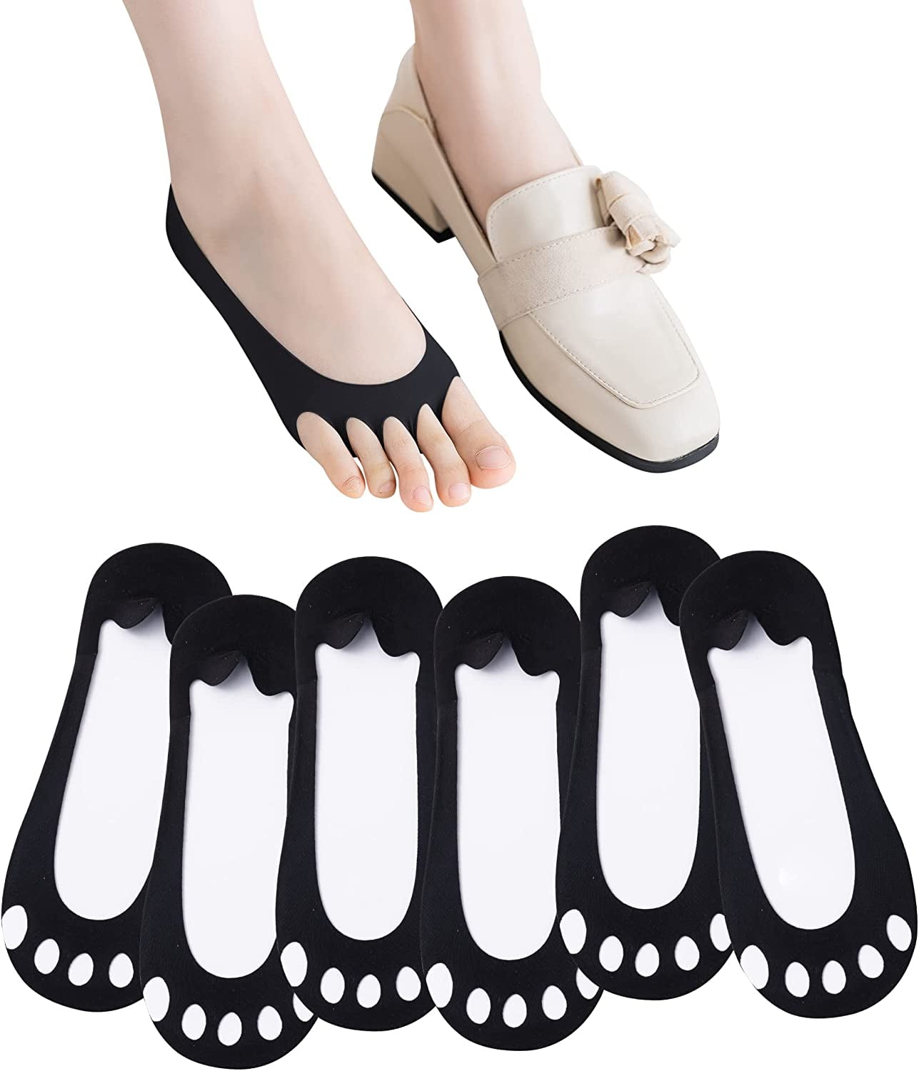 No Show Socks for Women Open Toe Socks Breathable Split Toe 5 Finger ...