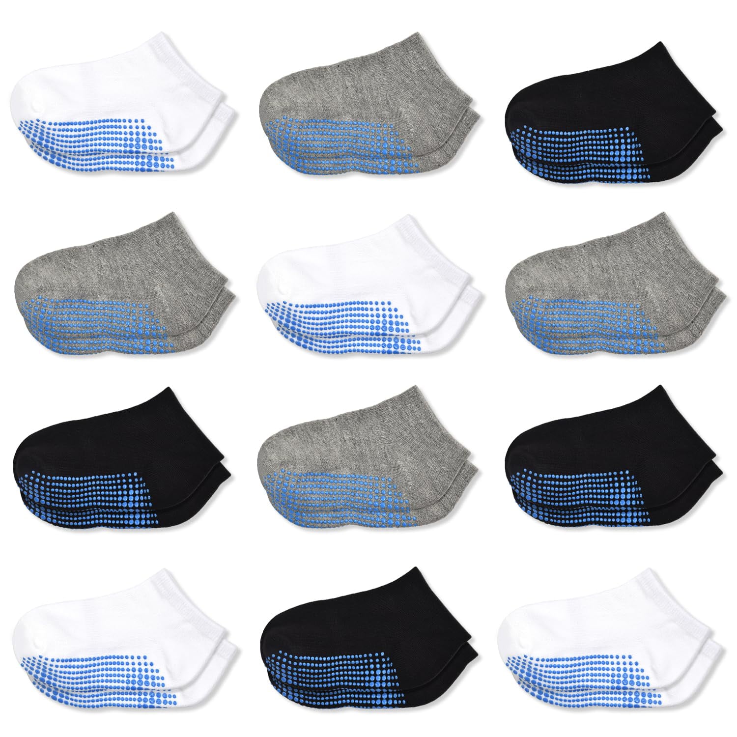 SkiBeaut Toddlers Ankle Socks Boys Girls Low Cut Socks Grips 12 Pairs ...