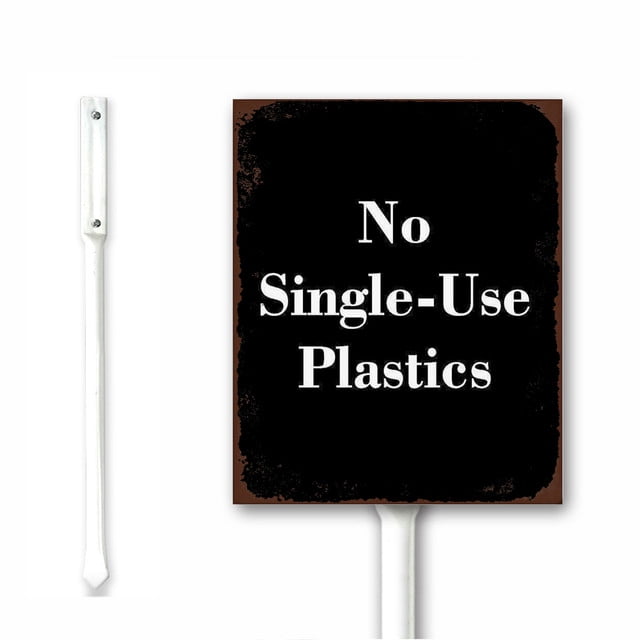 No Single-Use Plastics Metal Yard Sign With Stake Lawn Sign Outdoor ...