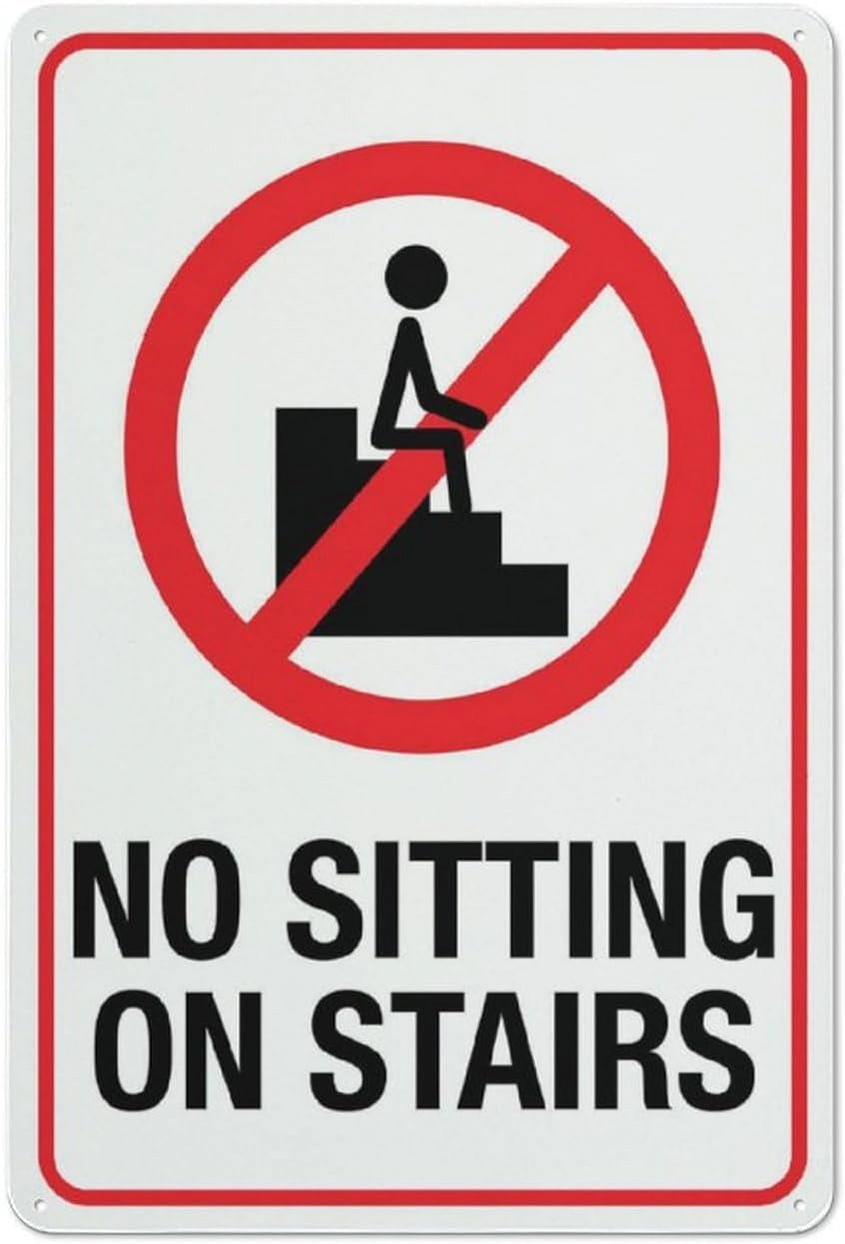 No Sitting On Stairs Sign Metal Signs 12X8 Inch Rust Free Aluminum,Uv ...