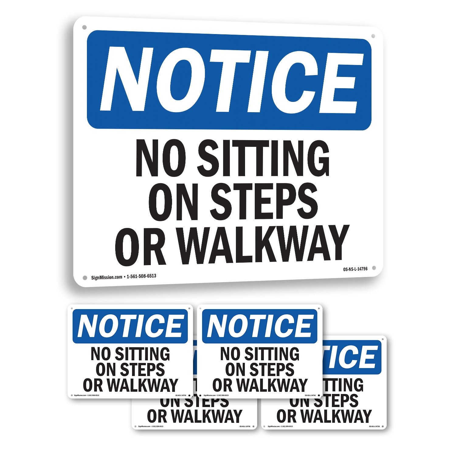 No Sitting On Steps Or Walkway OSHA Notice Aluminum Sign 10 Inch x 7 ...