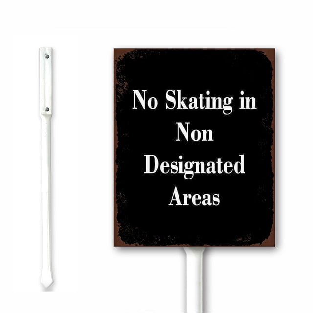 No Skating in Non-Designated Areas Metal Yard Sign With Stake Lawn Sign ...