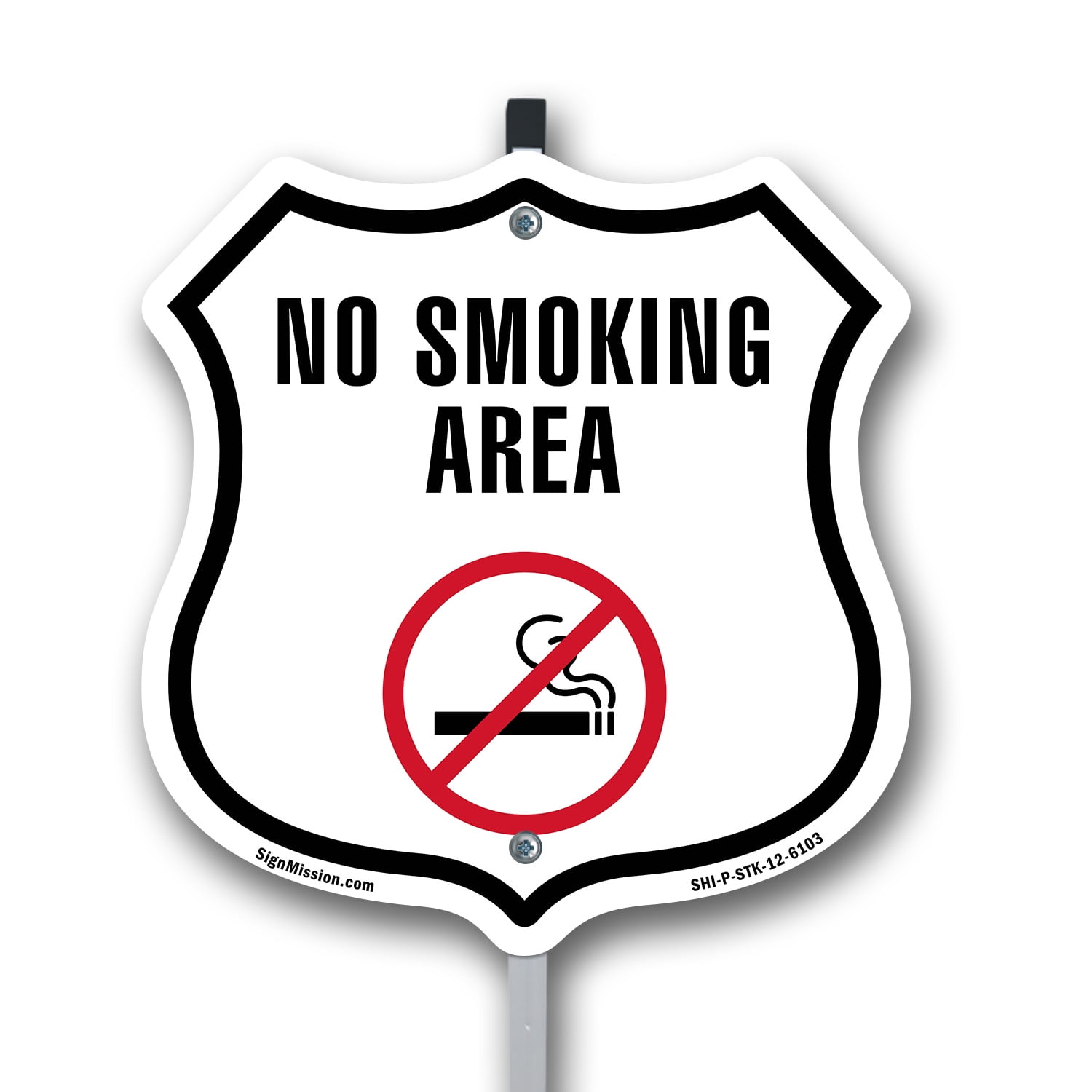 No Smoking Area 12 inch X 12 inch Shield Shaped Commercial Grade ...