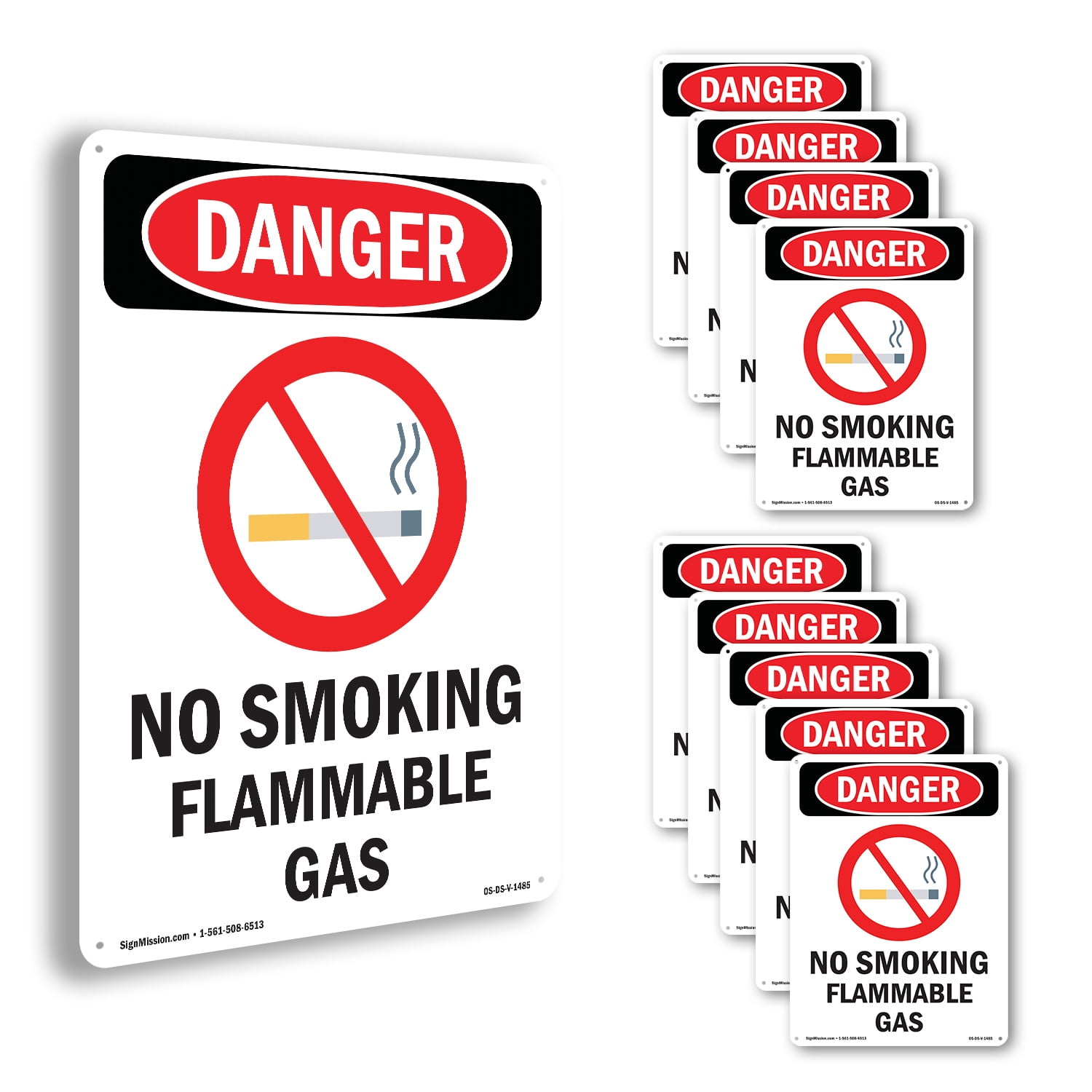 No Smoking Flammable Gas OSHA Danger Aluminum Sign 14 Inch x 10 Inch ...