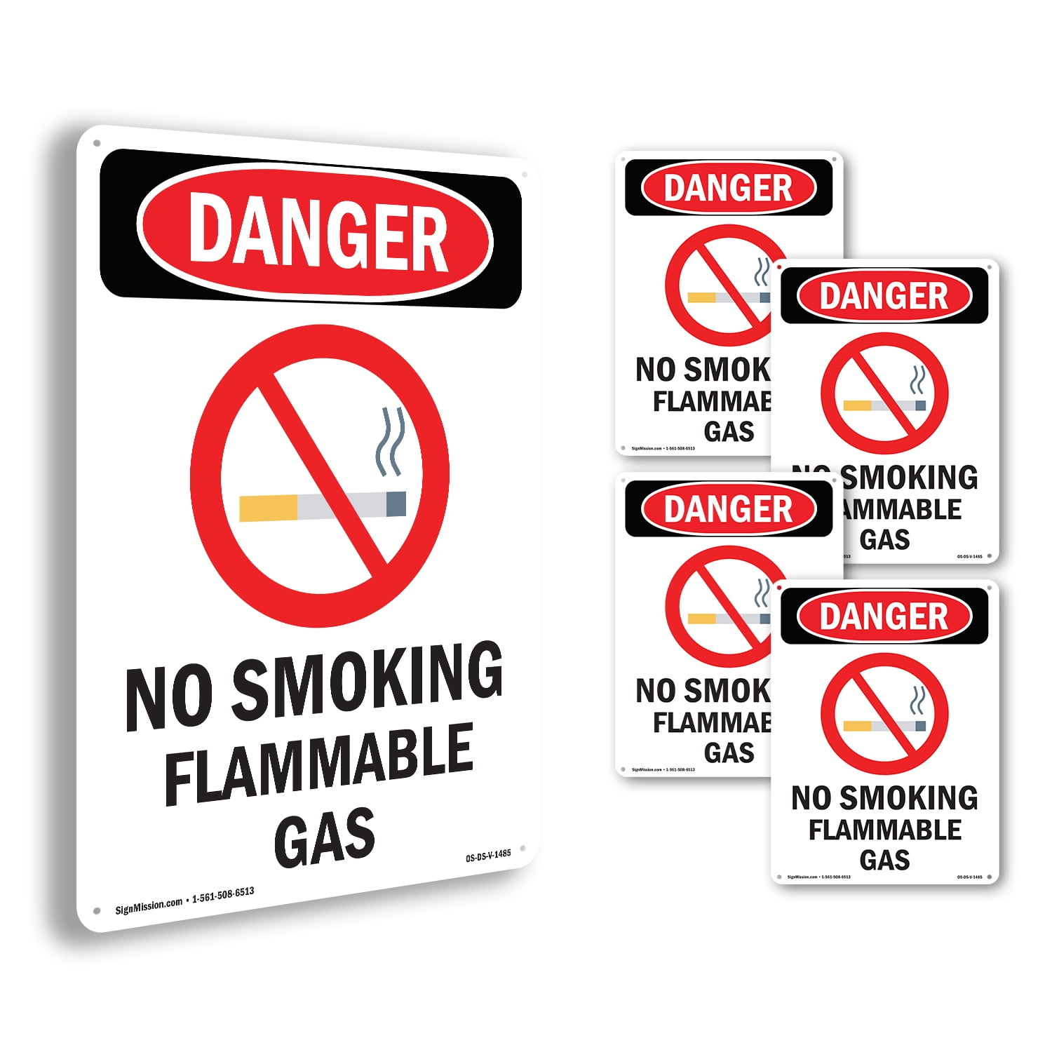 No Smoking Flammable Gas OSHA Danger Rigid Plastic Sign 10 Inch x 7 ...