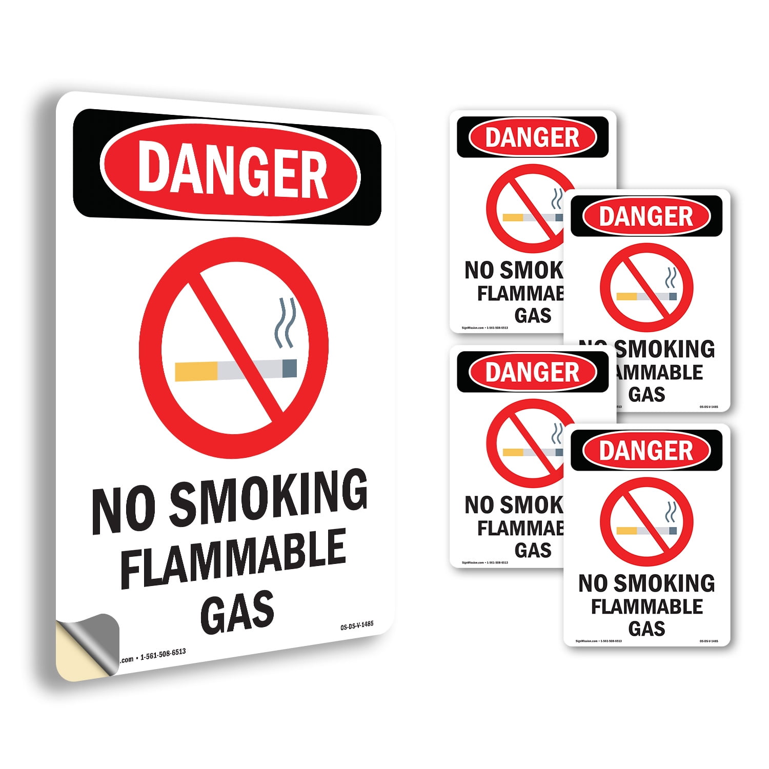 No Smoking Flammable Gas OSHA Danger Vinyl Decal Label 18 Inch x 12 ...