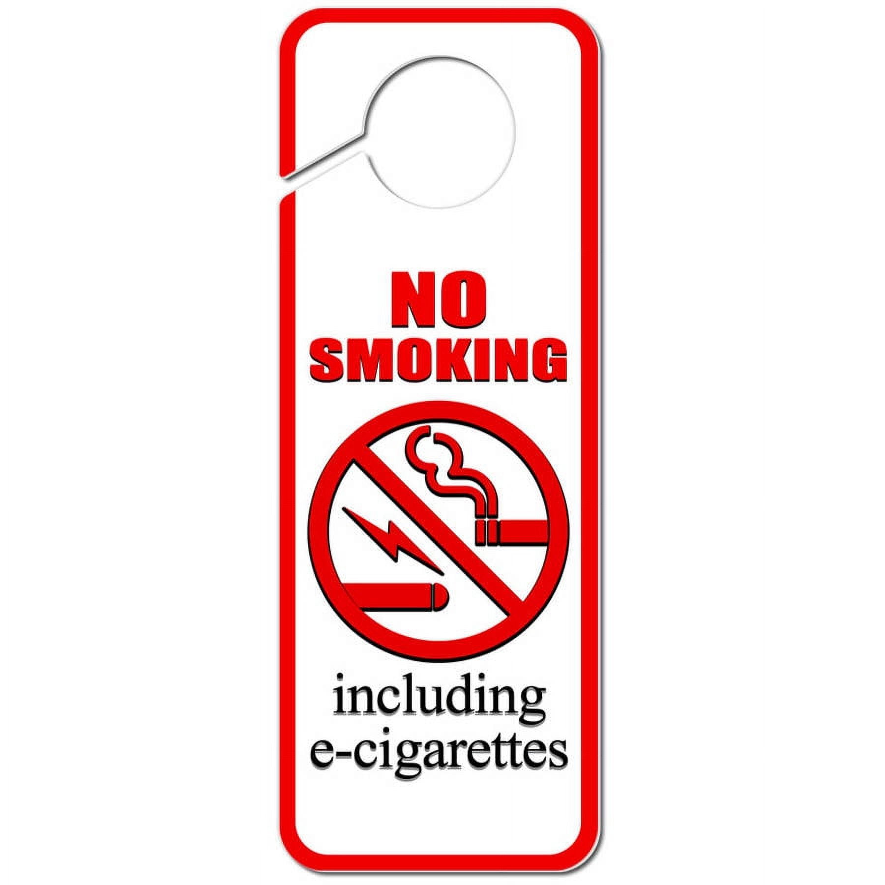 No Smoking Including E-Cigarettes Symbol Plastic Door Knob Hanger Sign ...