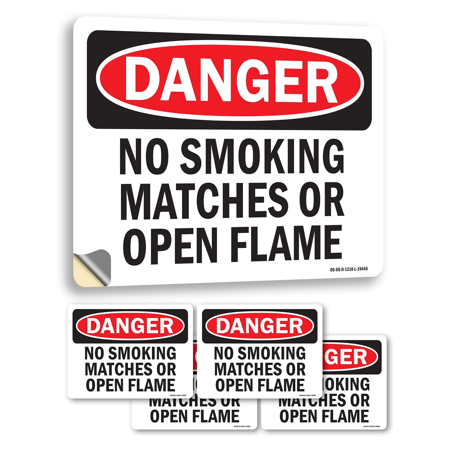 No Smoking Matches or Open Lights OSHA Danger Vinyl Decal Label 18 Inch ...