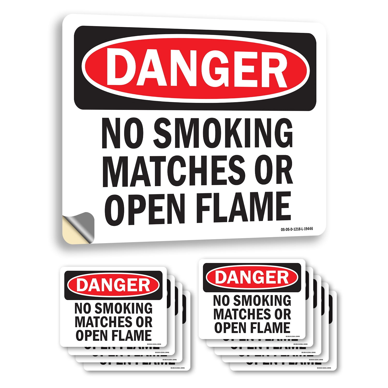 No Smoking Matches or Open Lights OSHA Danger Vinyl Decal Label 24 Inch ...