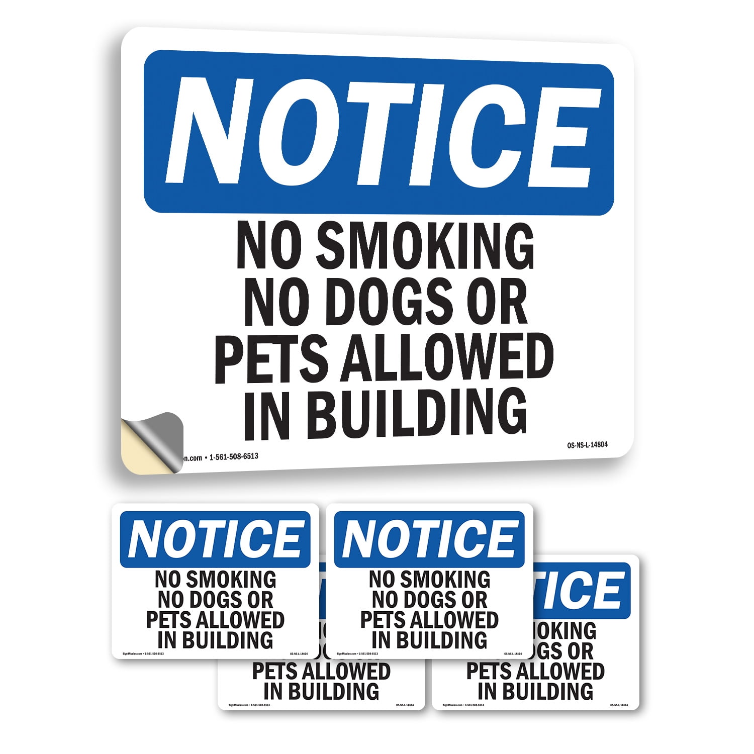 No Smoking No Dogs Or Pets Allowed In Buildings OSHA Notice Vinyl Decal ...