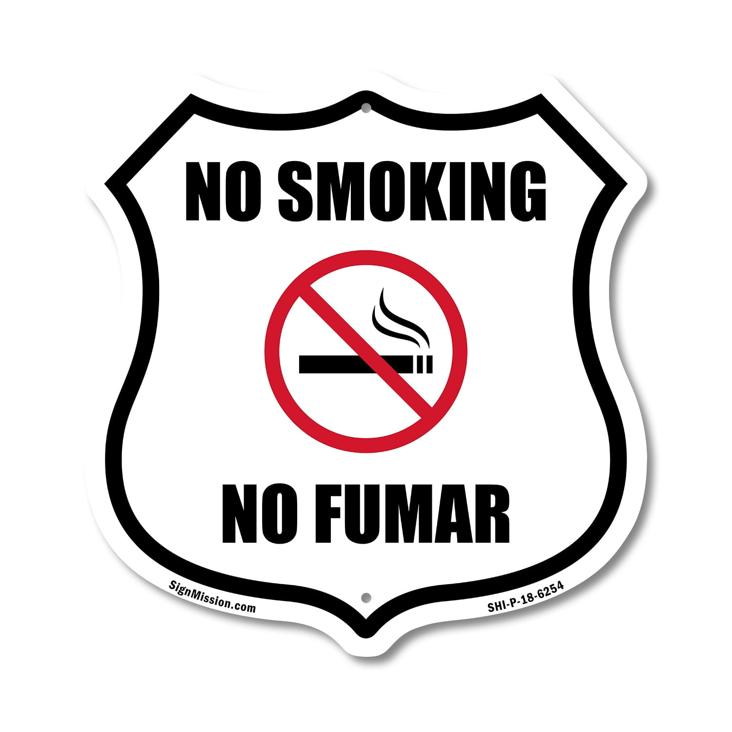 No Smoking No Fumar Bilingual English / Spanish 12 inch X 12 inch ...