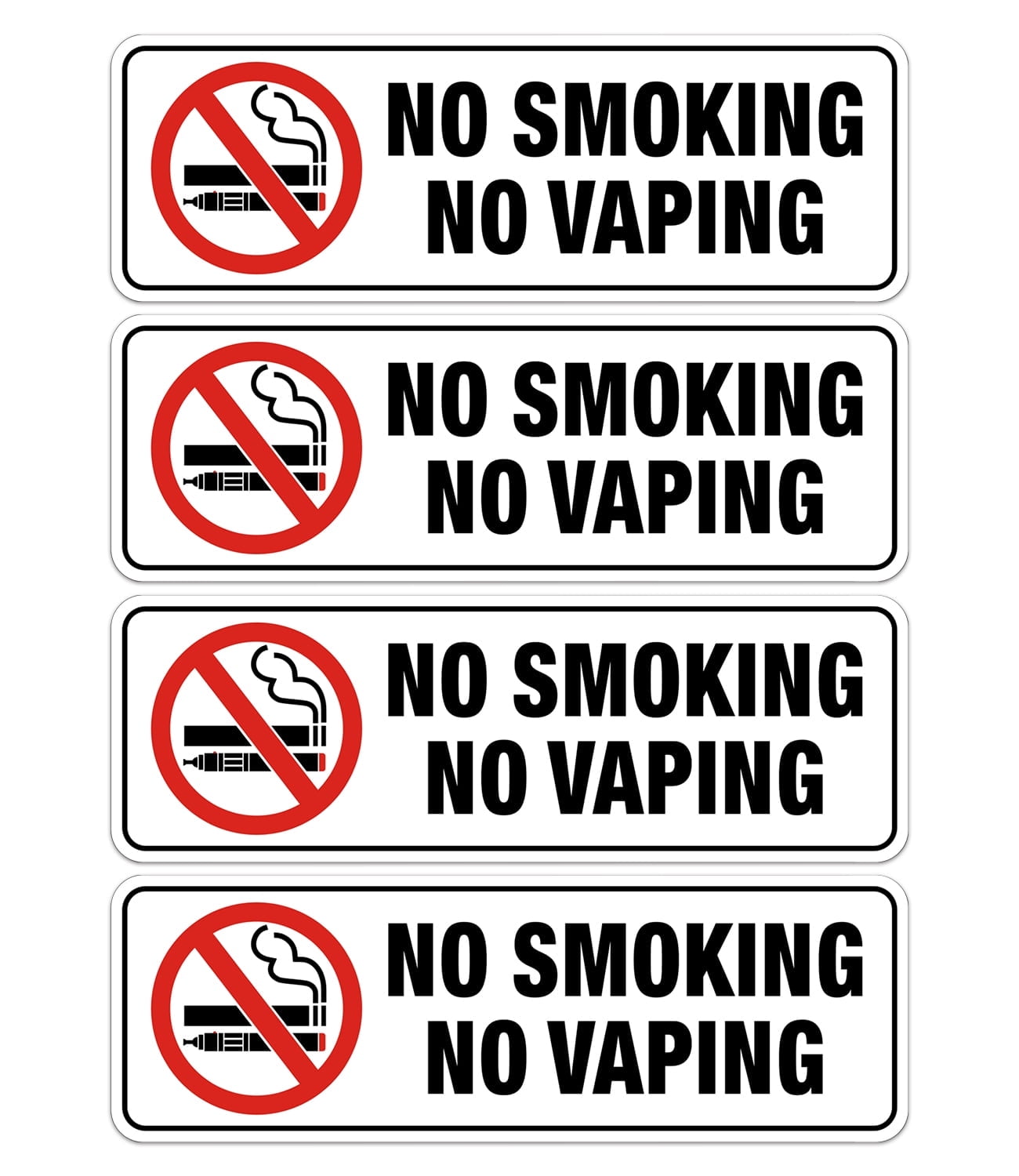 No Smoking No Vaping Sign, (4 Pack) 9 X 3 Inch, Self-Adhesive, Use for ...