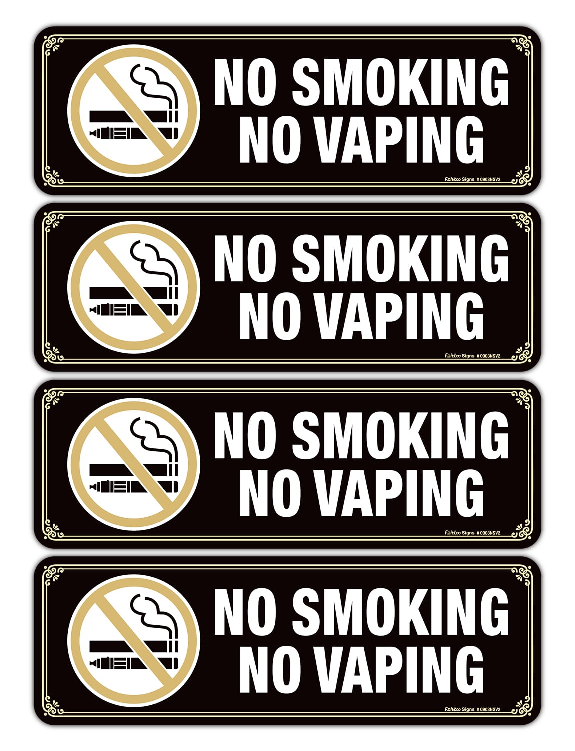 No Smoking No Vaping Sign, (4 Pack) 9 X 3 Inch, Self-Adhesive, Use for ...