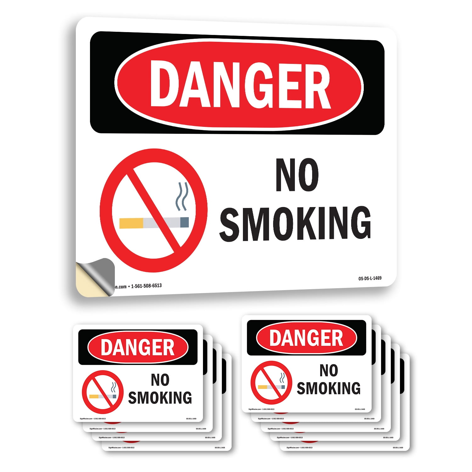 No Smoking OSHA Danger Vinyl Decal Label 14 Inch x 10 Inch - 10 Pack ...