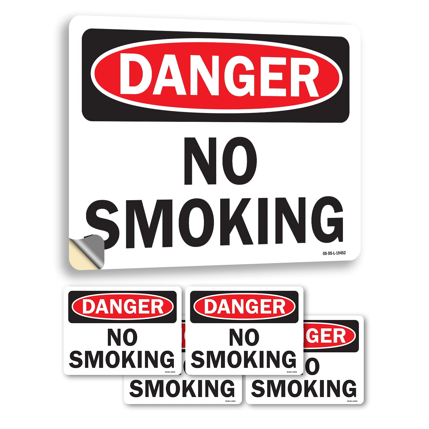 No Smoking OSHA Danger Vinyl Decal Label 14 Inch x 10 Inch - 5 Pack ...
