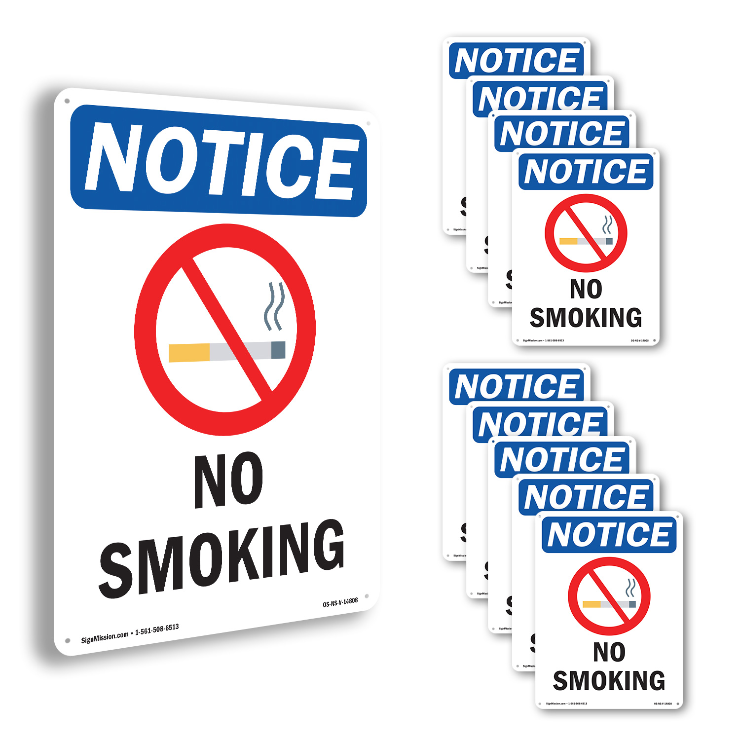No Smoking OSHA Notice Rigid Plastic Sign 10 Inch x 7 Inch - 10 Pack ...