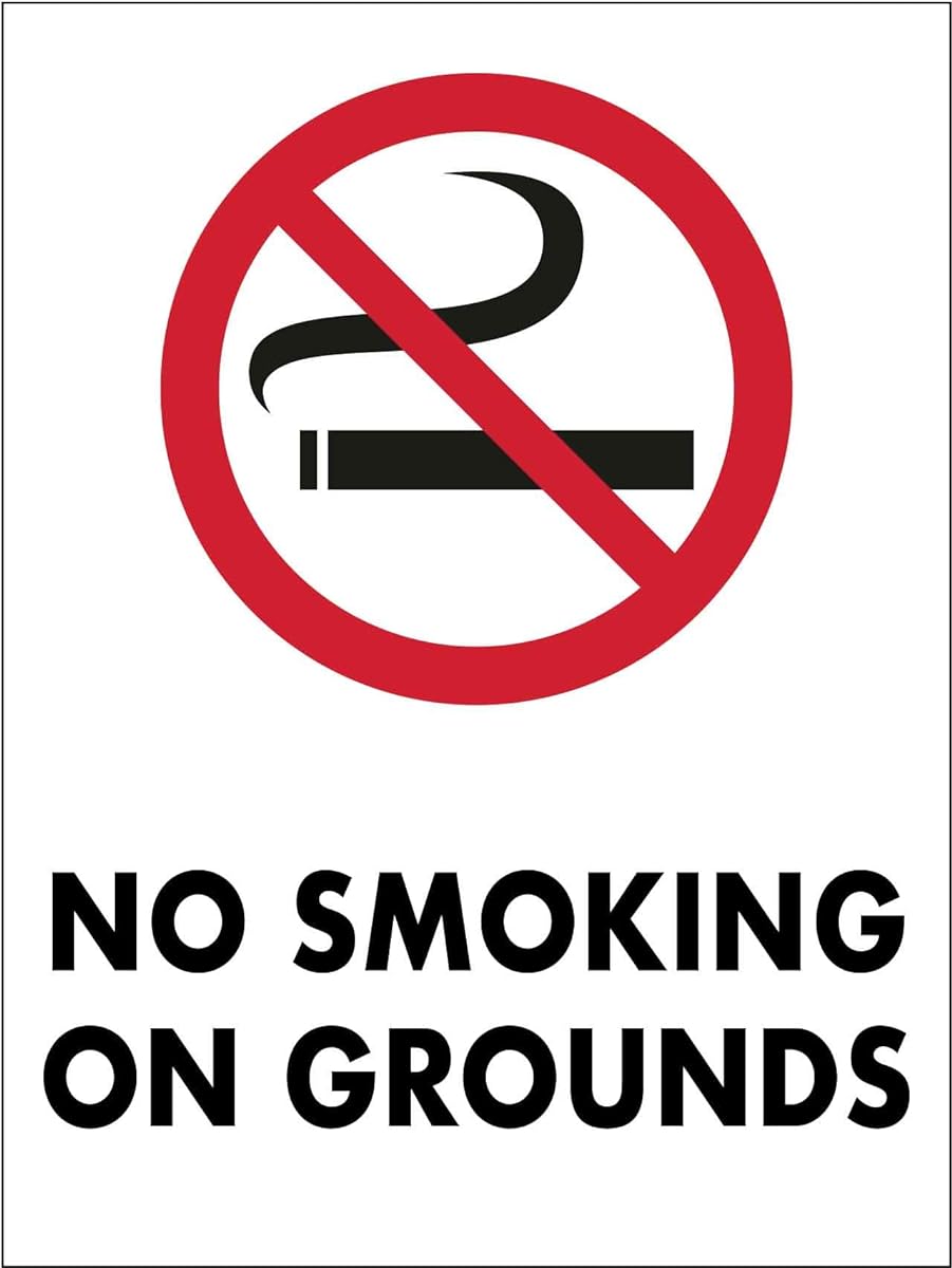 No Smoking On Grounds Sign Metal Tin Sign 8X12 Inches Caution Danger ...