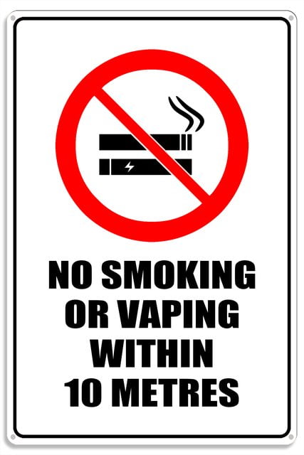 No Smoking Or Vaping Within 10 Metres Metal Sign With Symbol Aluminum ...