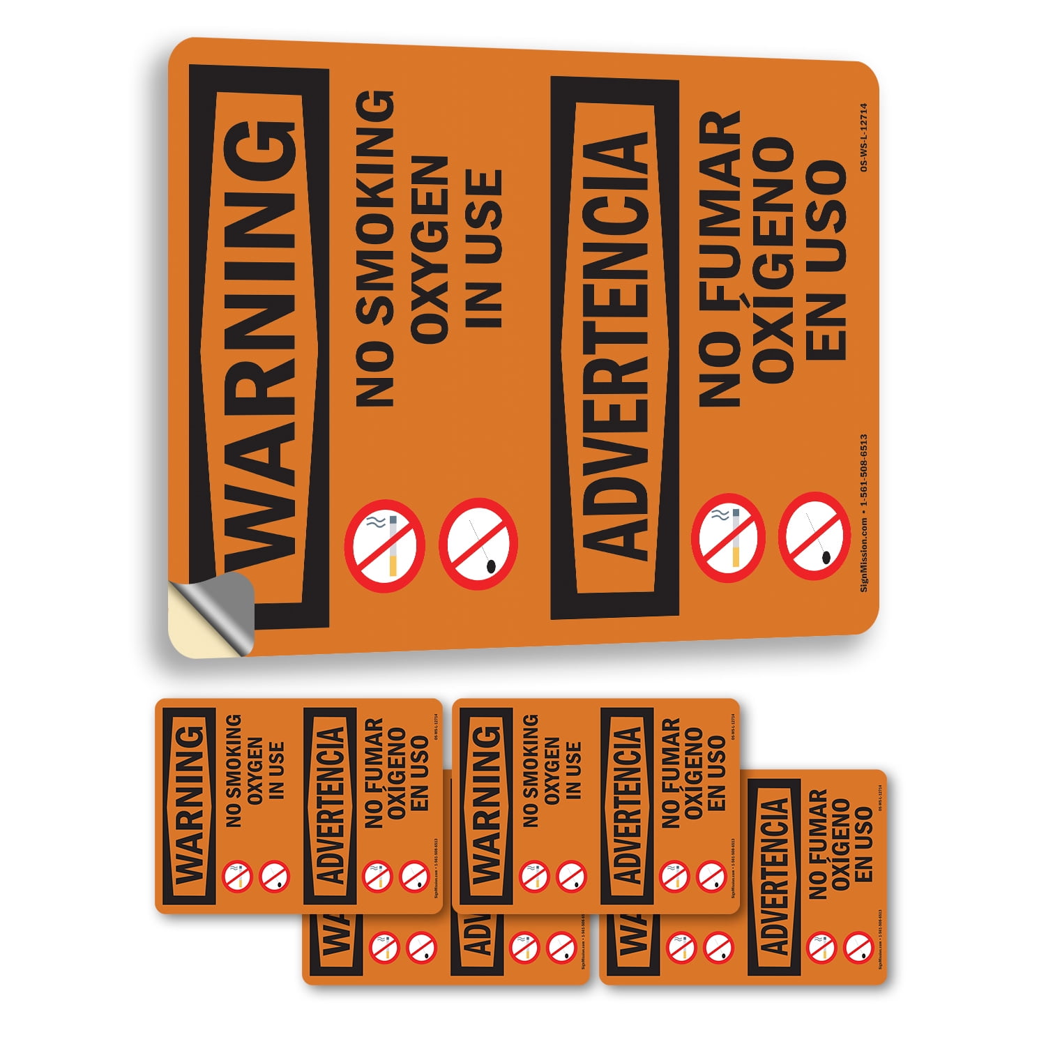 No Smoking Oxygen In Use Bilingual OSHA WARNING Vinyl Decal Label 18 ...