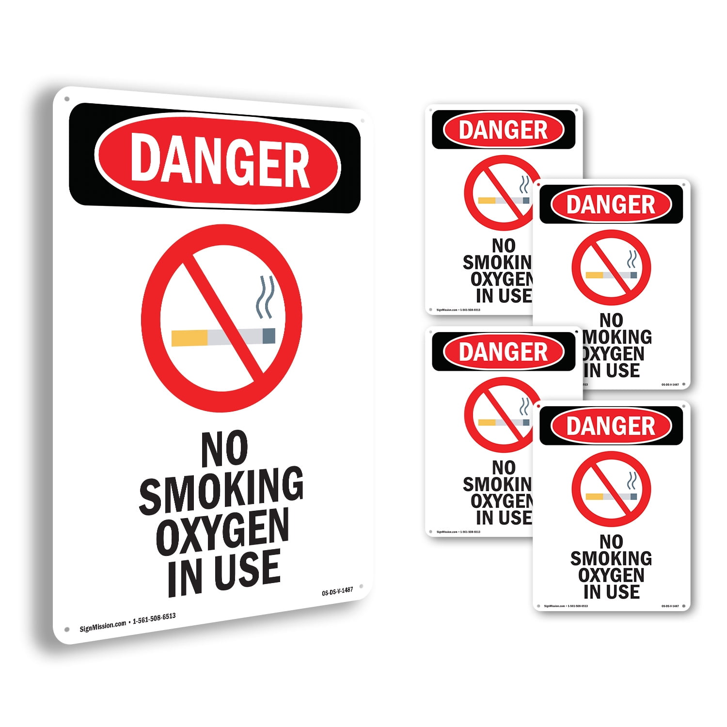 No Smoking Oxygen In Use OSHA Danger Rigid Plastic Sign 18 Inch x 12 ...