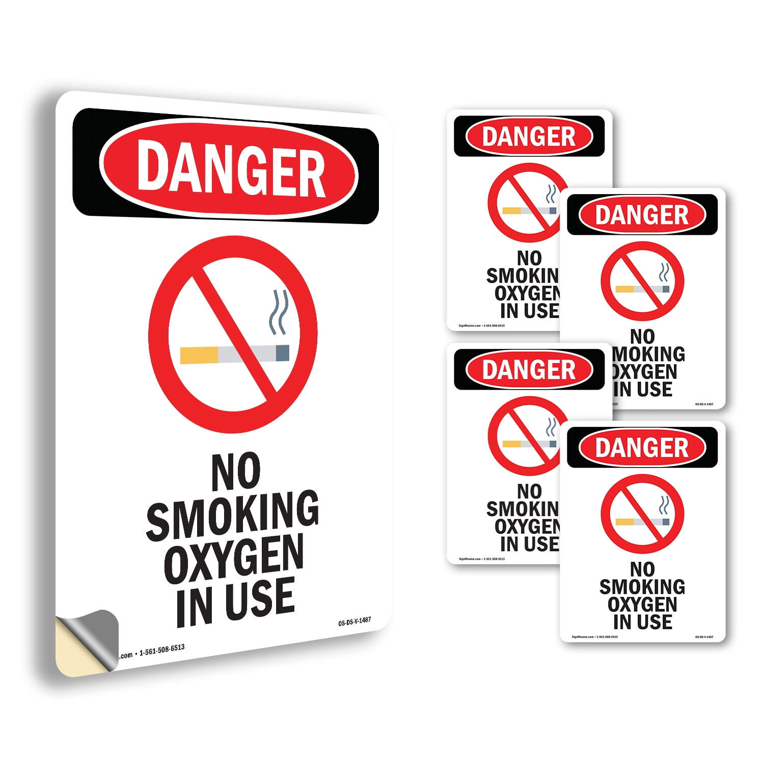 No Smoking Oxygen In Use OSHA Danger Vinyl Decal Label 18 Inch x 12 ...