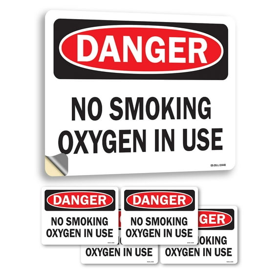 No Smoking Oxygen In Use OSHA Danger Vinyl Decal Label 18 Inch x 12 ...