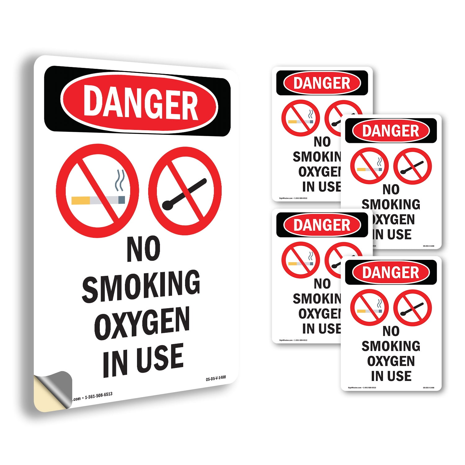 No Smoking Oxygen In Use OSHA Danger Vinyl Decal Label 24 Inch x 18 ...