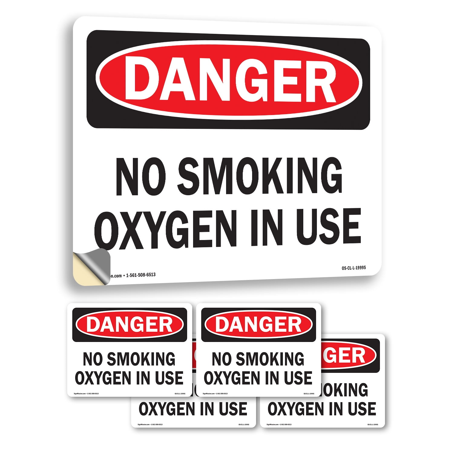 No Smoking Oxygen In Use OSHA Danger Vinyl Decal Label 7 Inch x 5 Inch ...