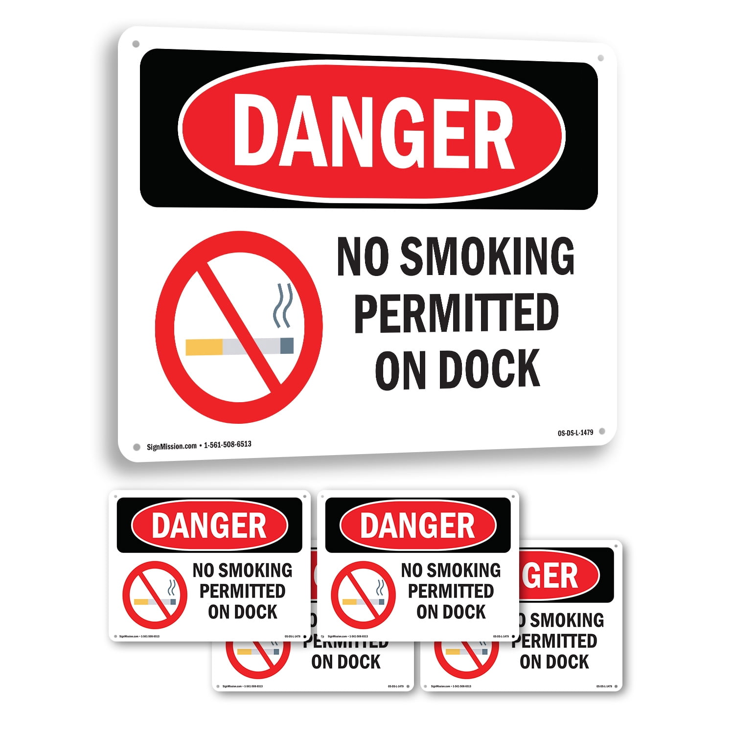 No Smoking Permitted On Dock OSHA Danger Rigid Plastic Sign 24 Inch x ...