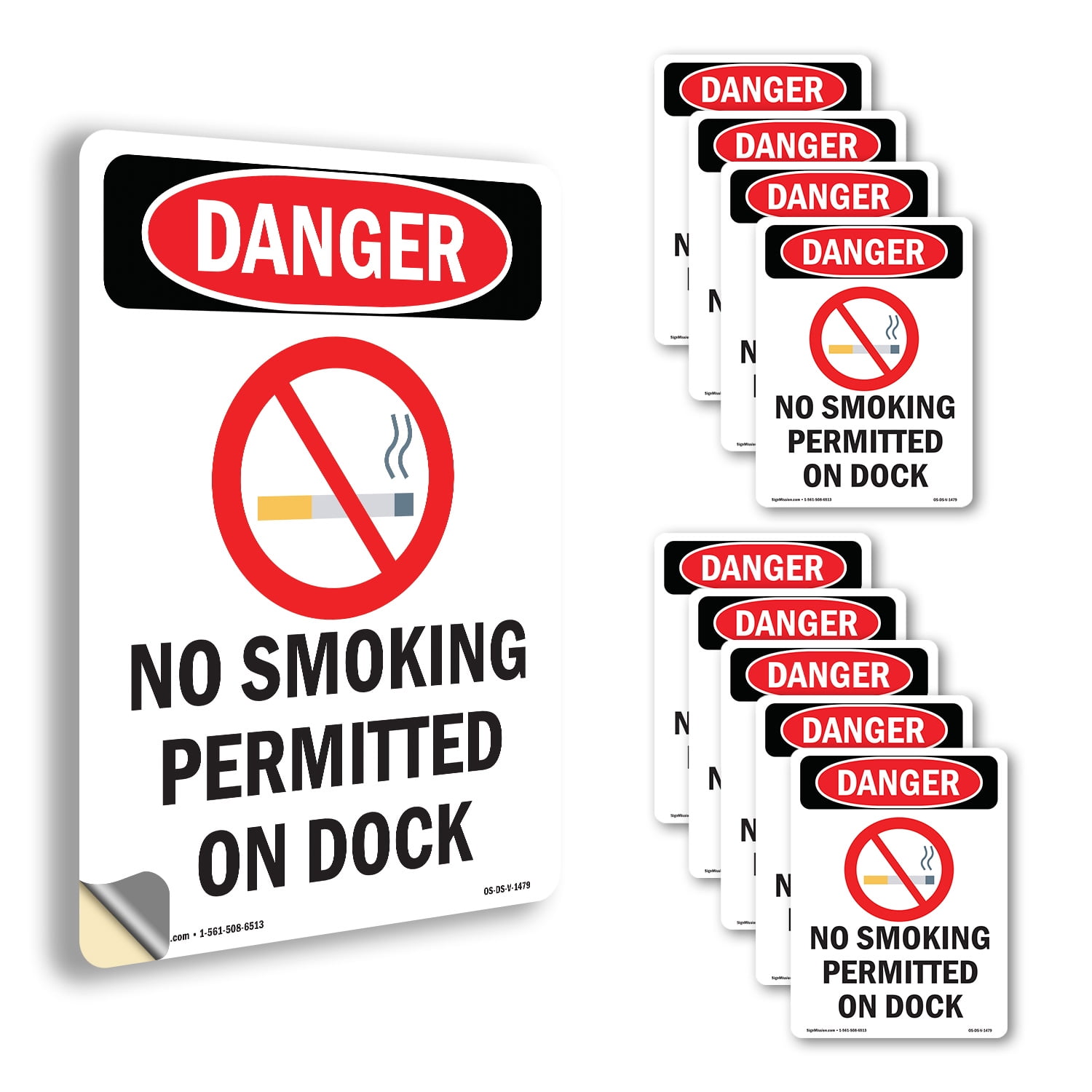 No Smoking Permitted On Dock OSHA Danger Vinyl Decal Label 7 Inch x 5 ...