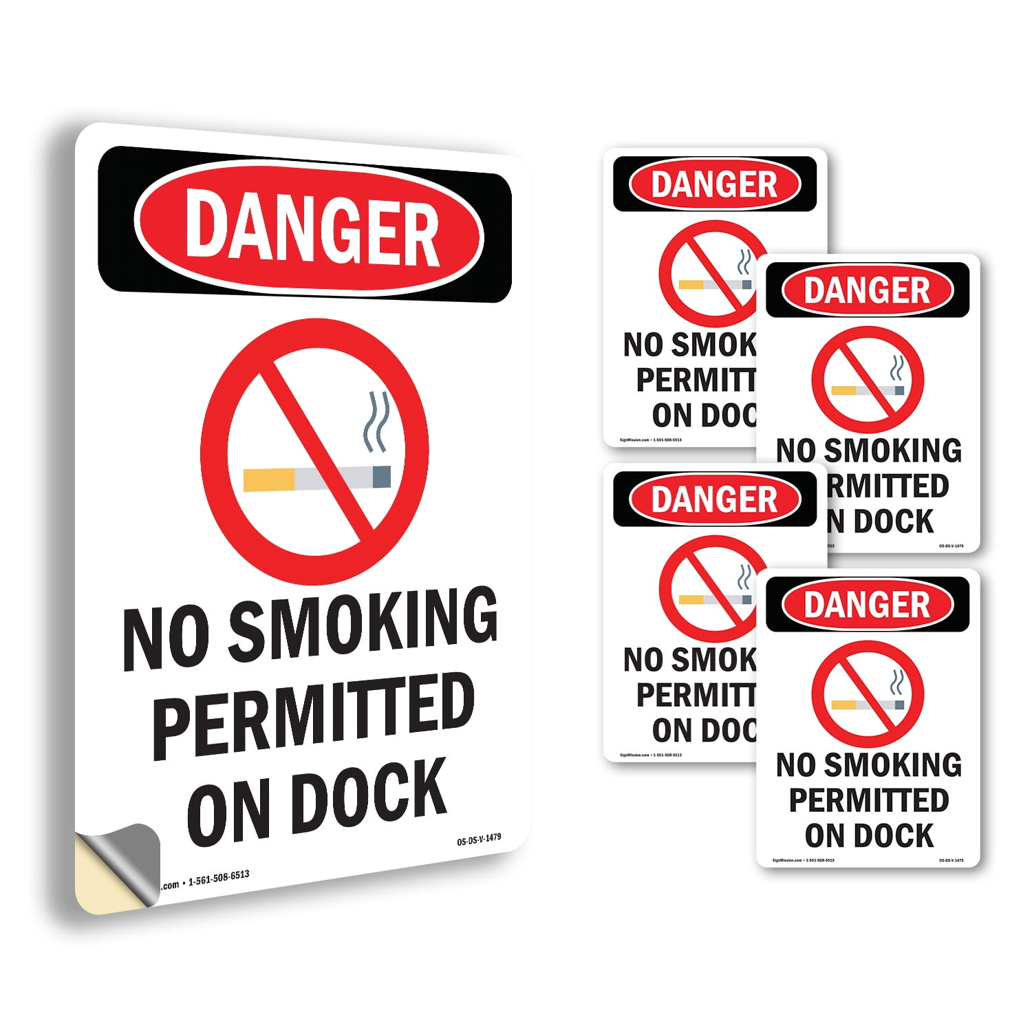 No Smoking Permitted On Dock OSHA Danger Vinyl Decal Label 7 Inch x 5 ...
