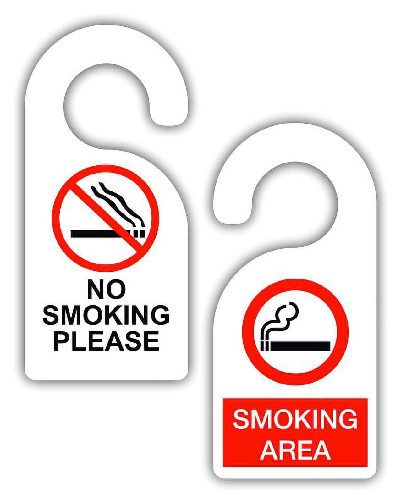 No Smoking Please / Smoking Area - Room Door Sign Hanger - Double-Sided ...