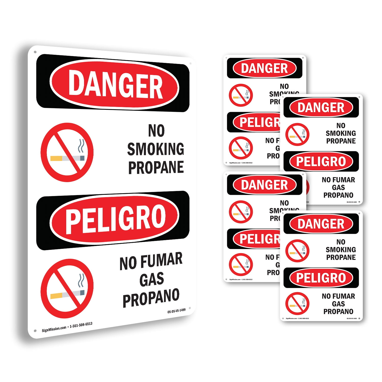 No Smoking Propane Bilingual OSHA Danger Aluminum Sign 10 Inch x 7 Inch ...