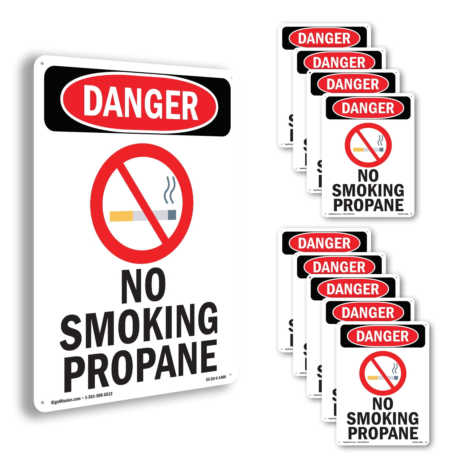 No Smoking Propane OSHA Danger Rigid Plastic Sign 10 Inch x 7 Inch - 10 ...