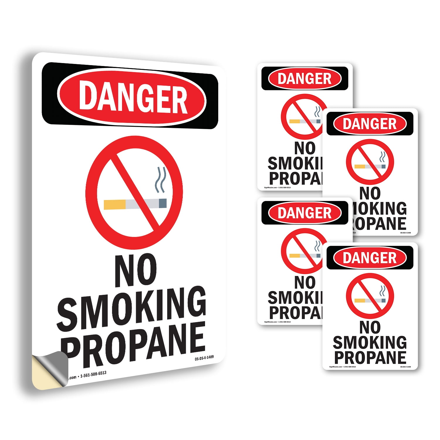 No Smoking Propane OSHA Danger Vinyl Decal Label 18 Inch x 12 Inch - 5 ...