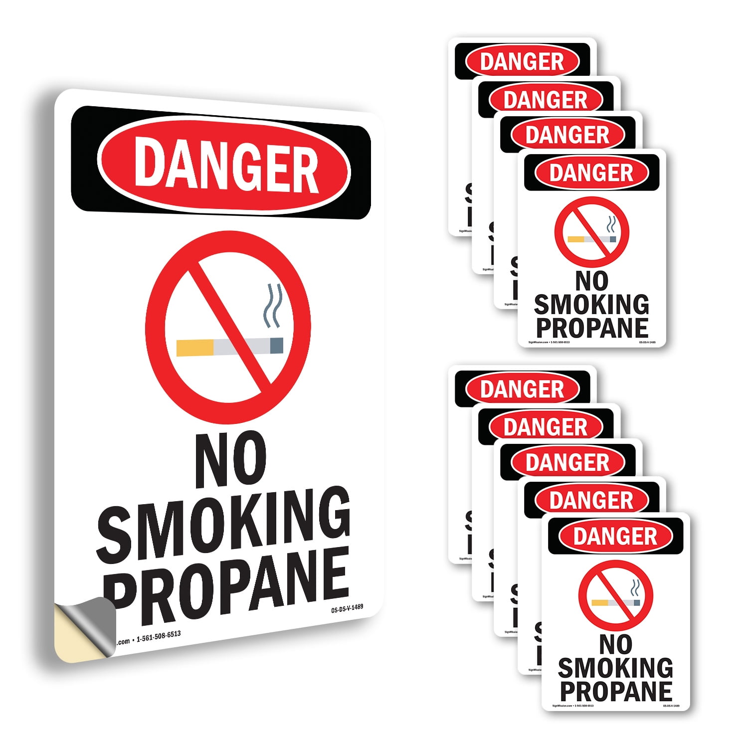 No Smoking Propane OSHA Danger Vinyl Decal Label 7 Inch x 5 Inch - 10 ...