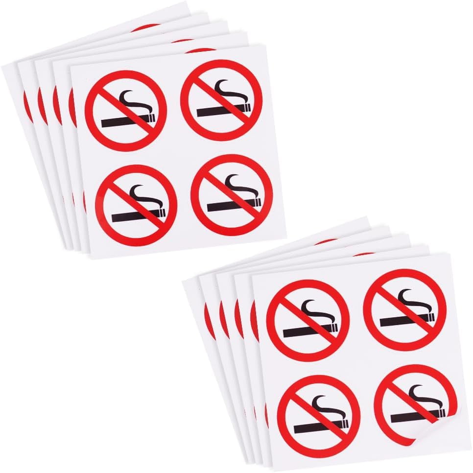 No Smoking Sign 3.54 Inch Circular Self-Adhesive Warning Stickers ...