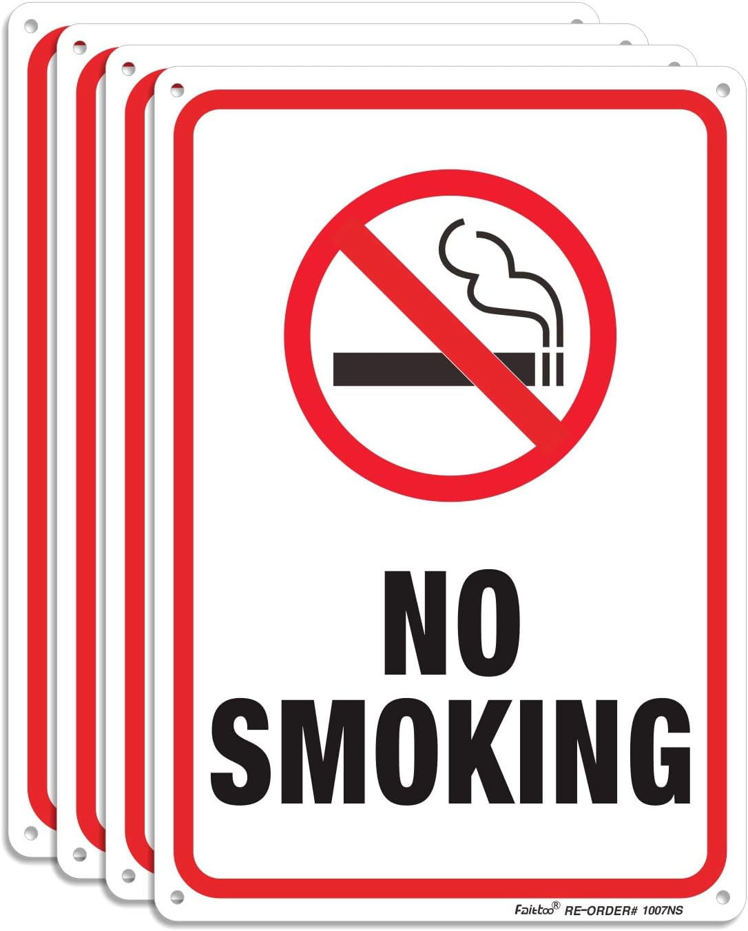 No Smoking Sign,4 Pack No Smoking Metal Reflective Signs - 10 x 7 ...