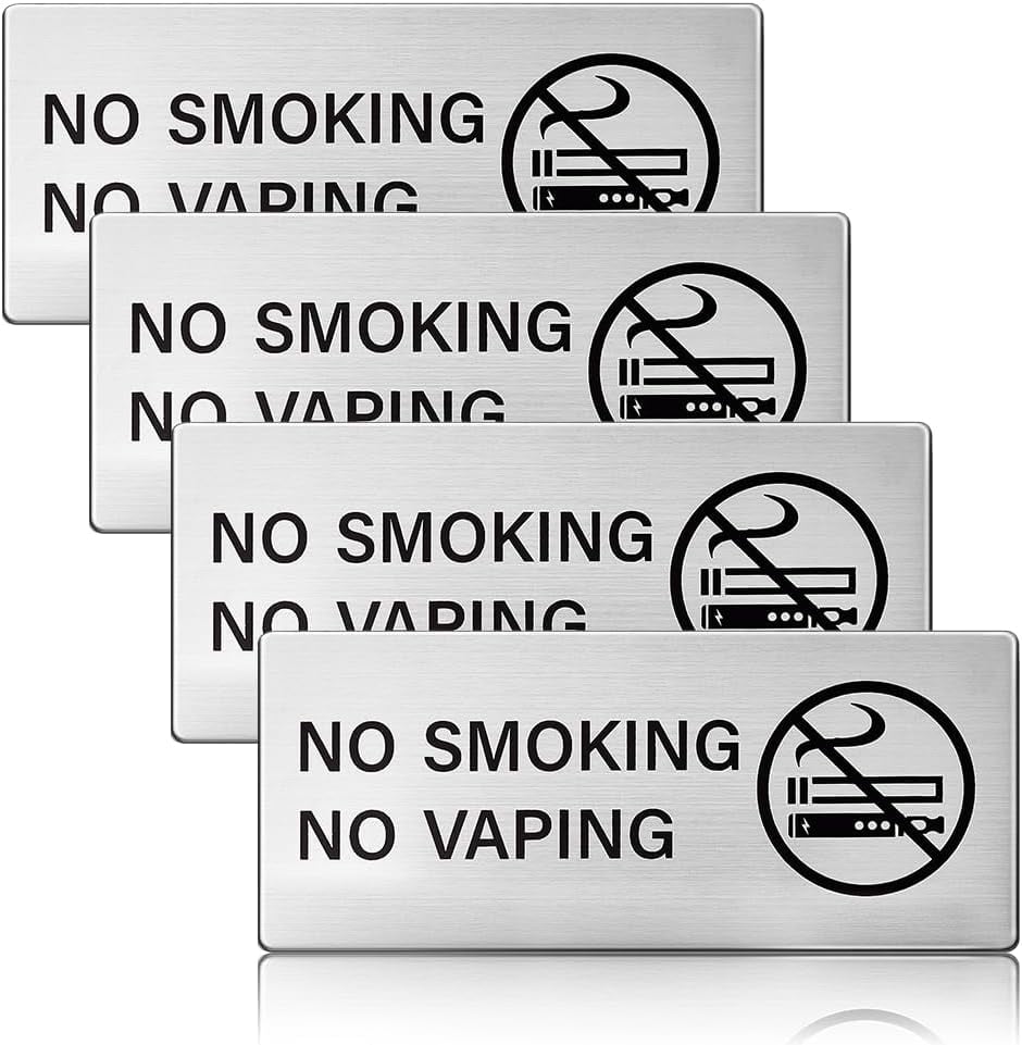 No Smoking Sign Self Adhesive Stainless Steel No Vaping Signs for Hotel ...