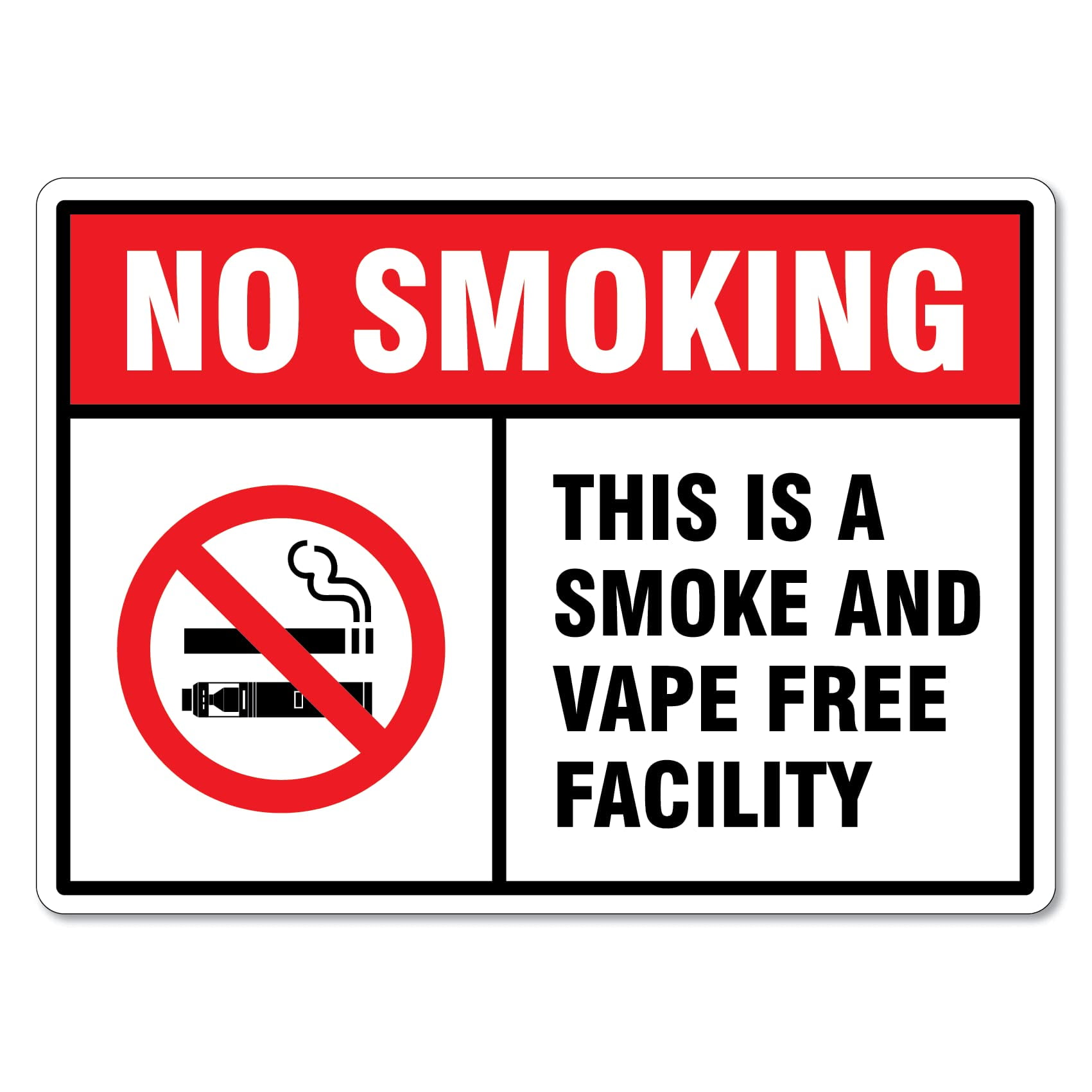 No Smoking Sign – This Is A Smoke And Vape Free Facility Hygiene Signs ...